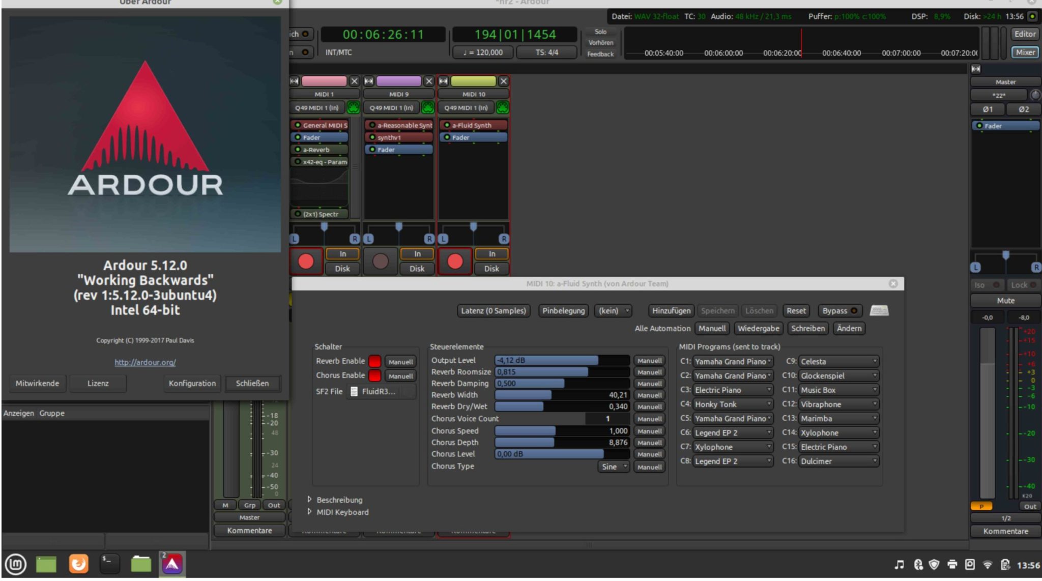 Linux, Ardour, Synths - Fotos und Texte
